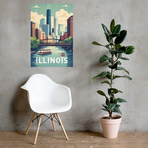 Illinois Vintage Travel Poster Print Wall Art Gift Idea Home Decor ...