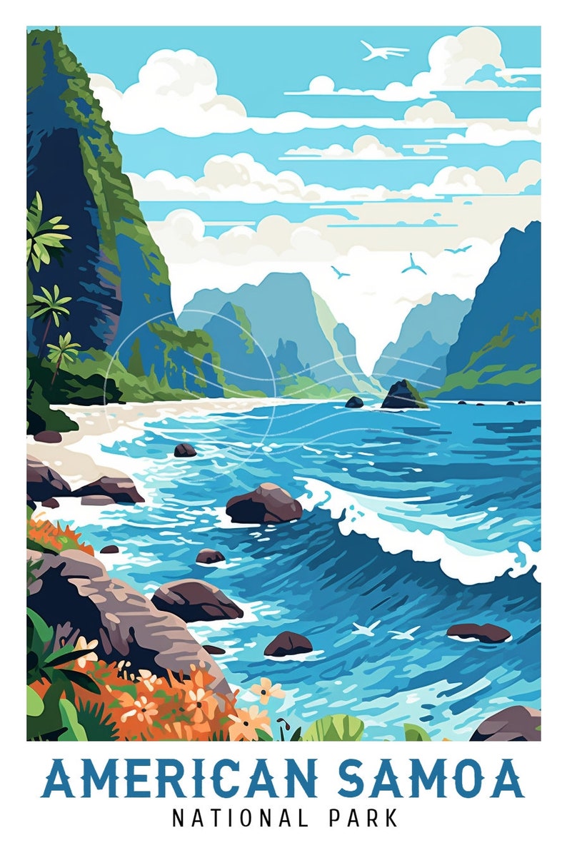 American Samoa National Park Vintage Travel Poster Print - Etsy
