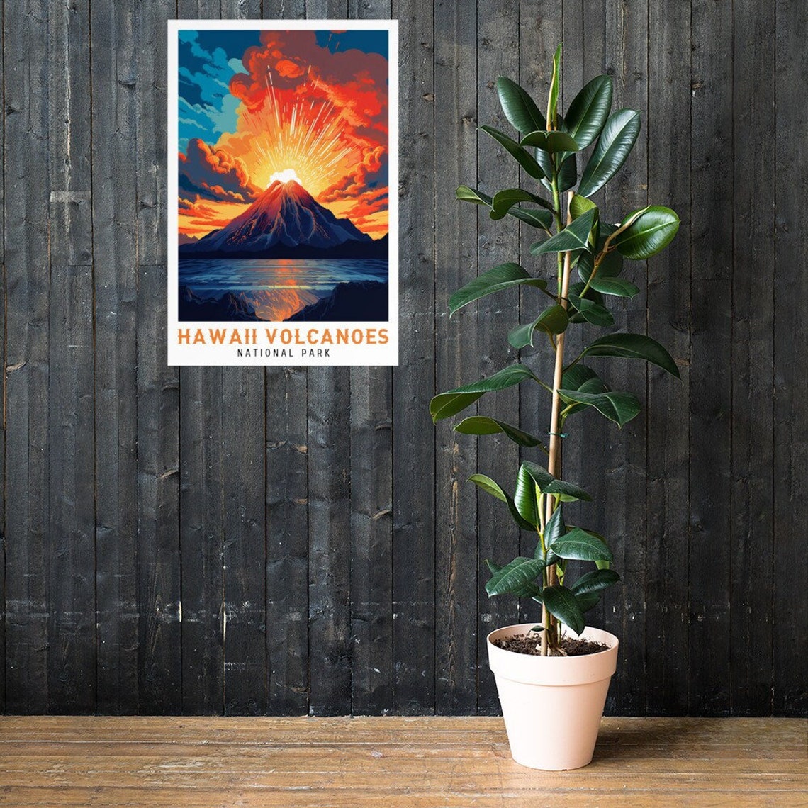 Hawaii Volcanoes National Park Vintage Travel Poster Print Wall Art ...