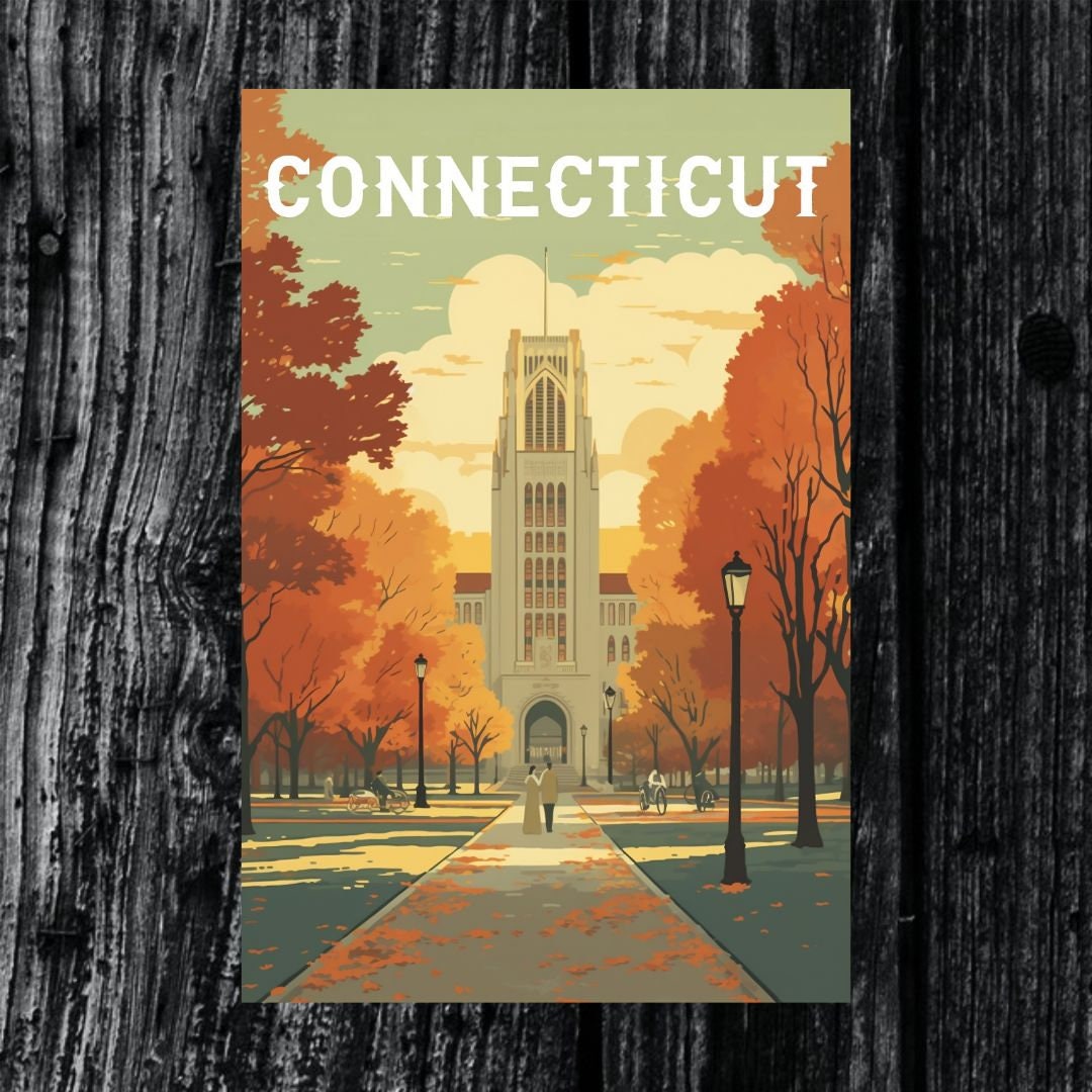 Connecticut Vintage Travel Poster Print Wall Art Gift Idea Home Decor ...