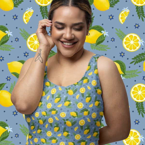 Blue Dress With Lemon Print - Etsy