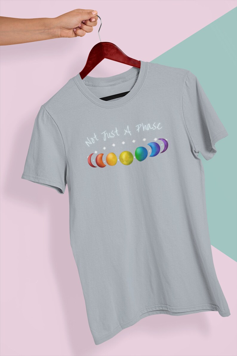 Not Just a Phase Rainbow LGBT Pride Moon Phases Shirt with Text, Pride ...