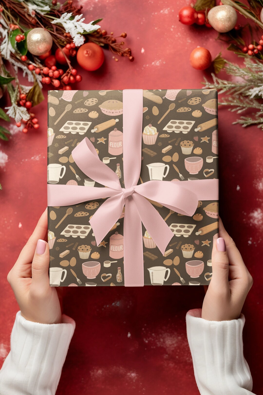 Colorful Baking Wrapping Paper, Baker Gift, Holiday Bakery Gift Wrap ...