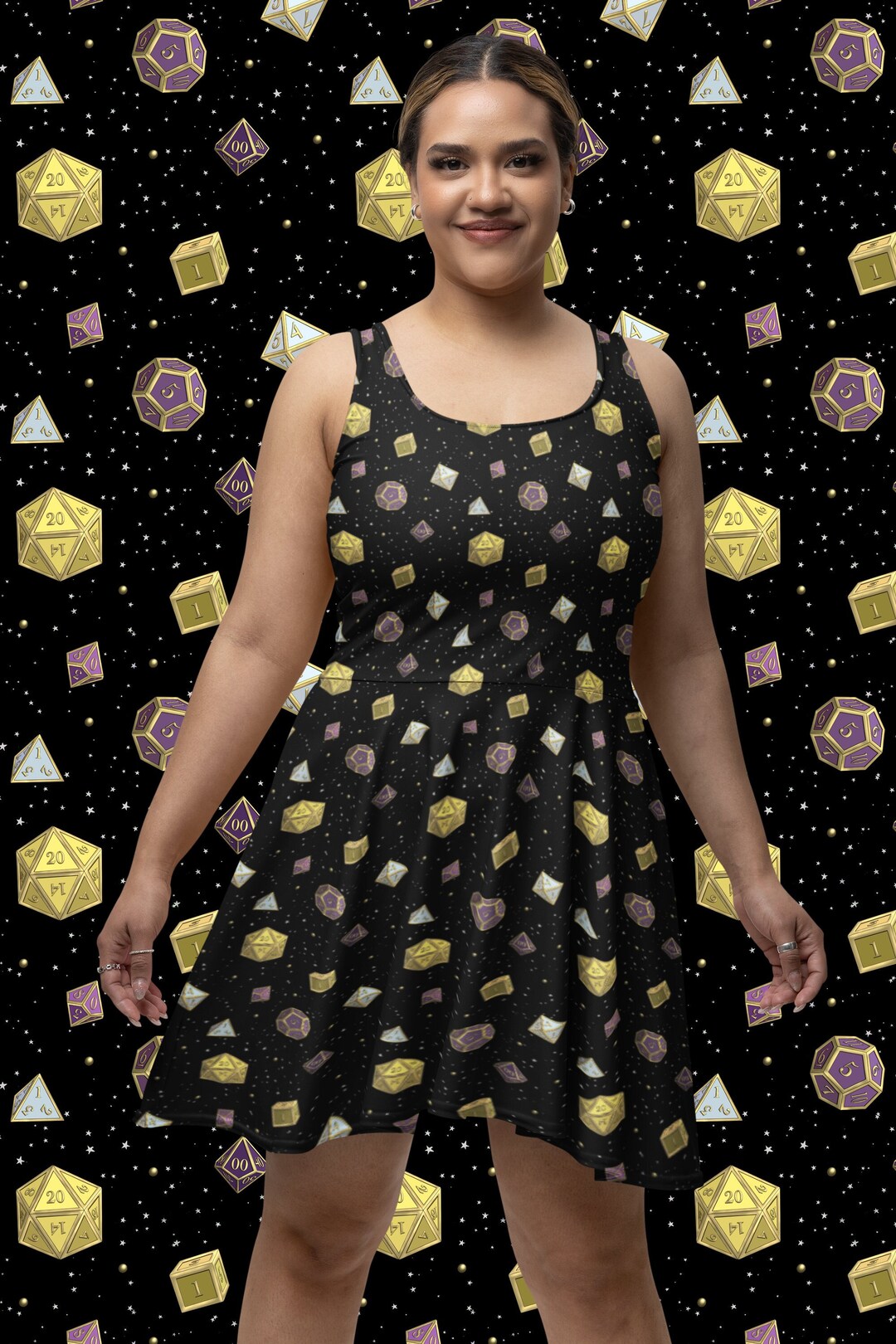 D20 Nonbinary Pride Dnd Dice Skater Dress, Dungeons and Dragons Geek ...