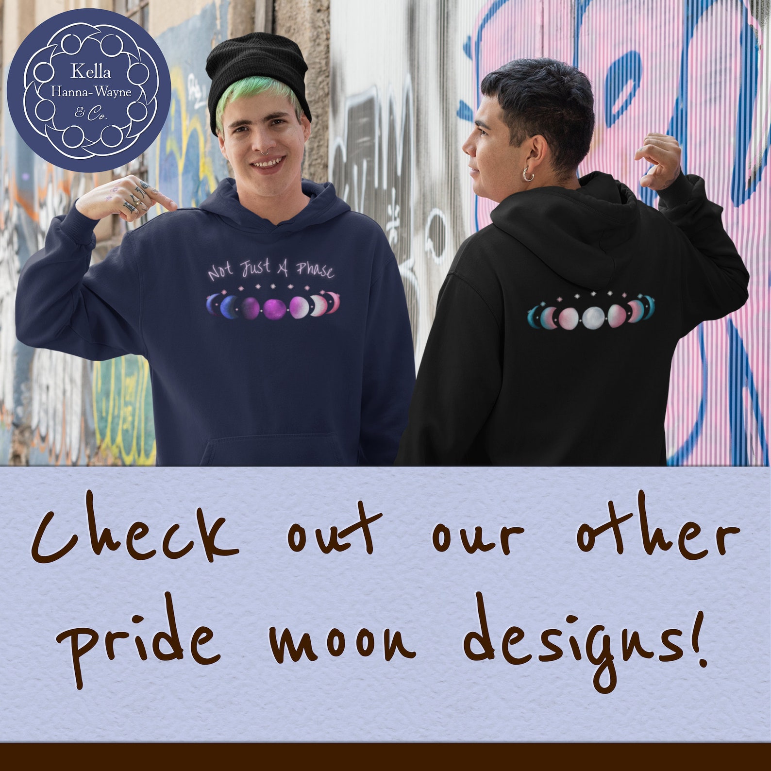 Not Just a Phase Transgender Pride Moon Phases Hoodie With Text - Pride ...