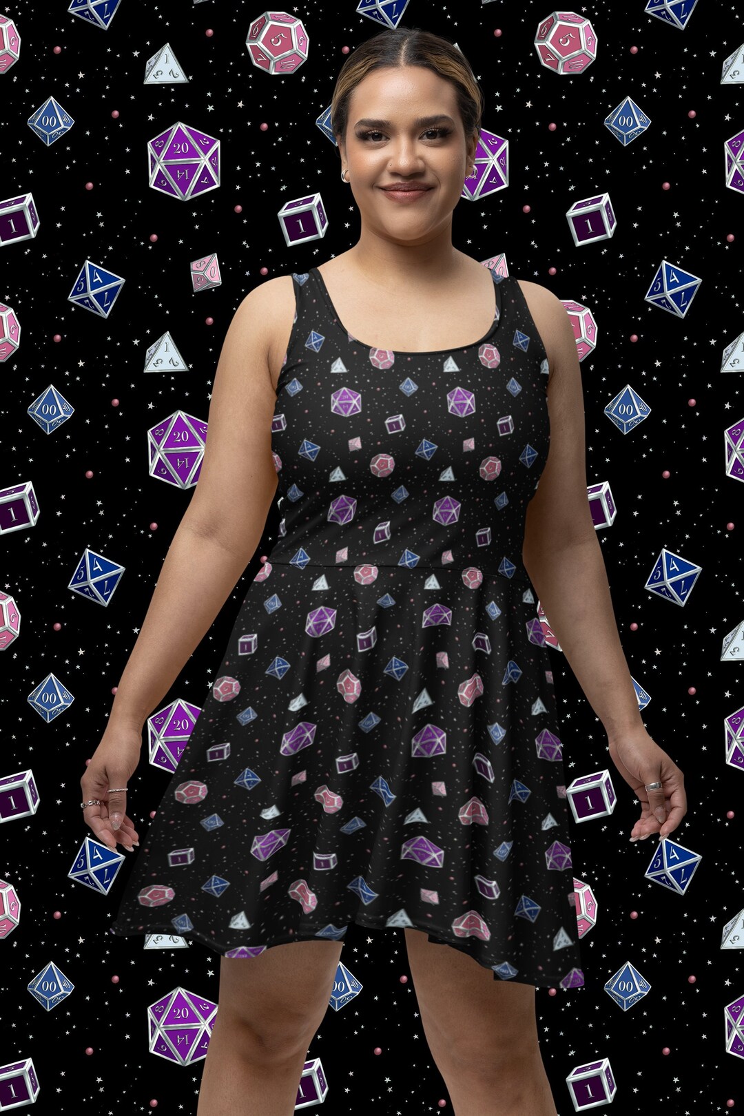 D20 Genderfluid Pride Dnd Dice Skater Dress, Dungeons and Dragons Geek ...
