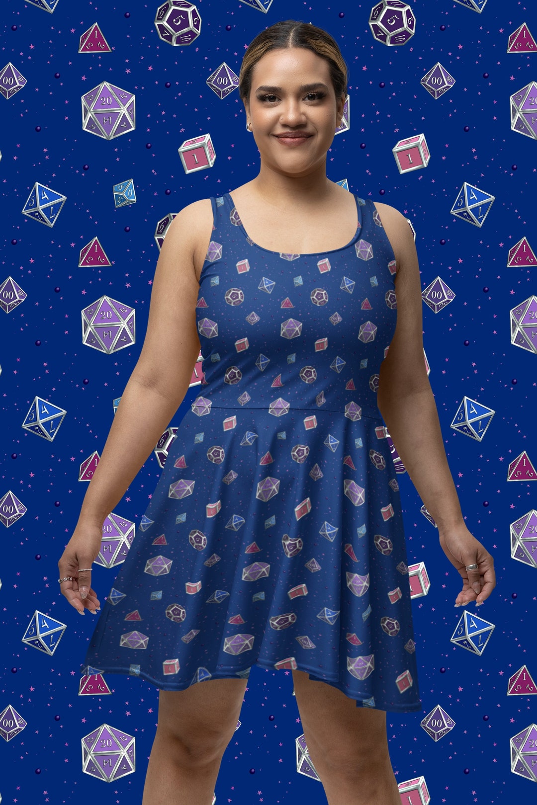 D20 Bisexual Pride Dnd Dice Skater Dress, Dungeons and Dragons Geek ...
