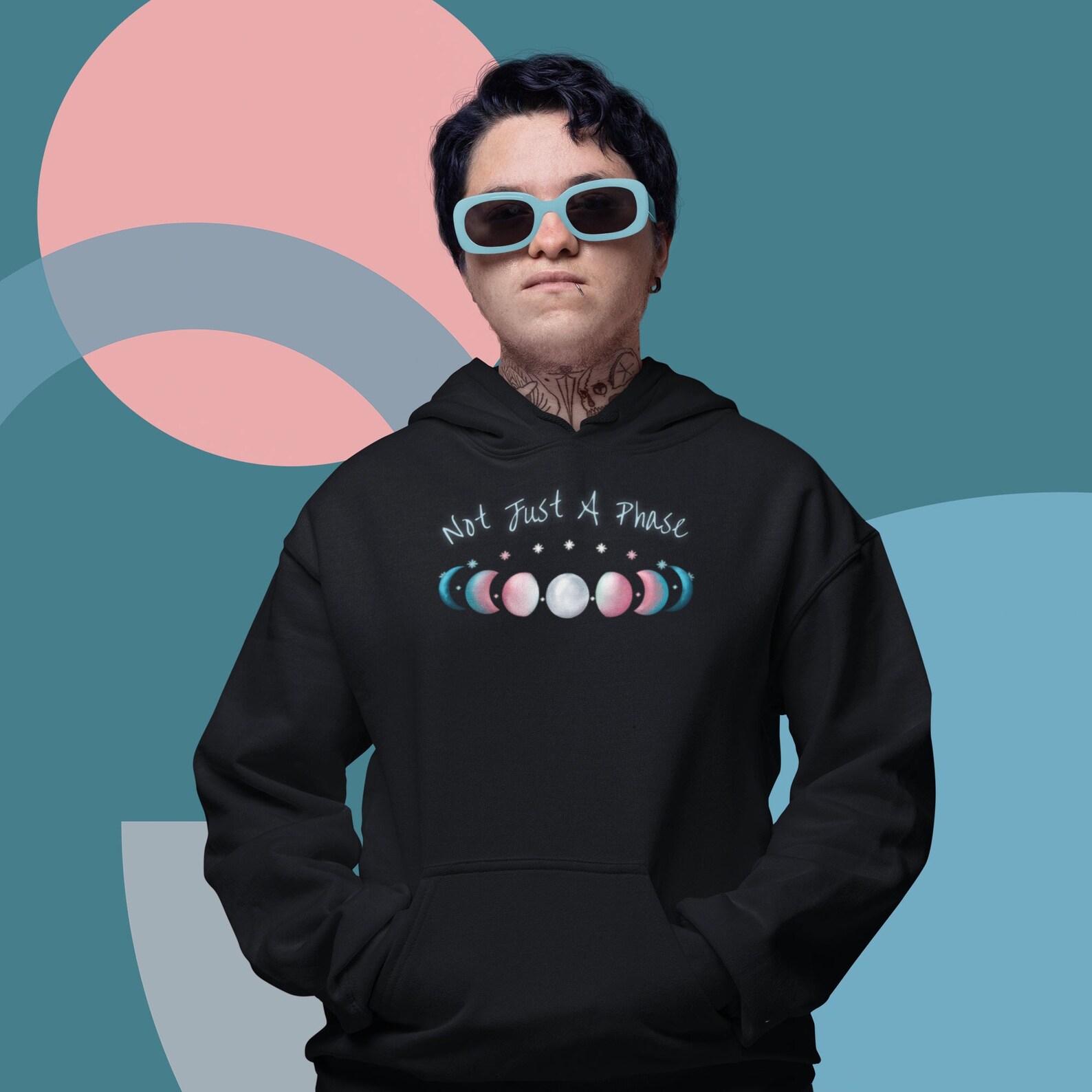 Not Just a Phase Transgender Pride Moon Phases Hoodie With Text Pride ...
