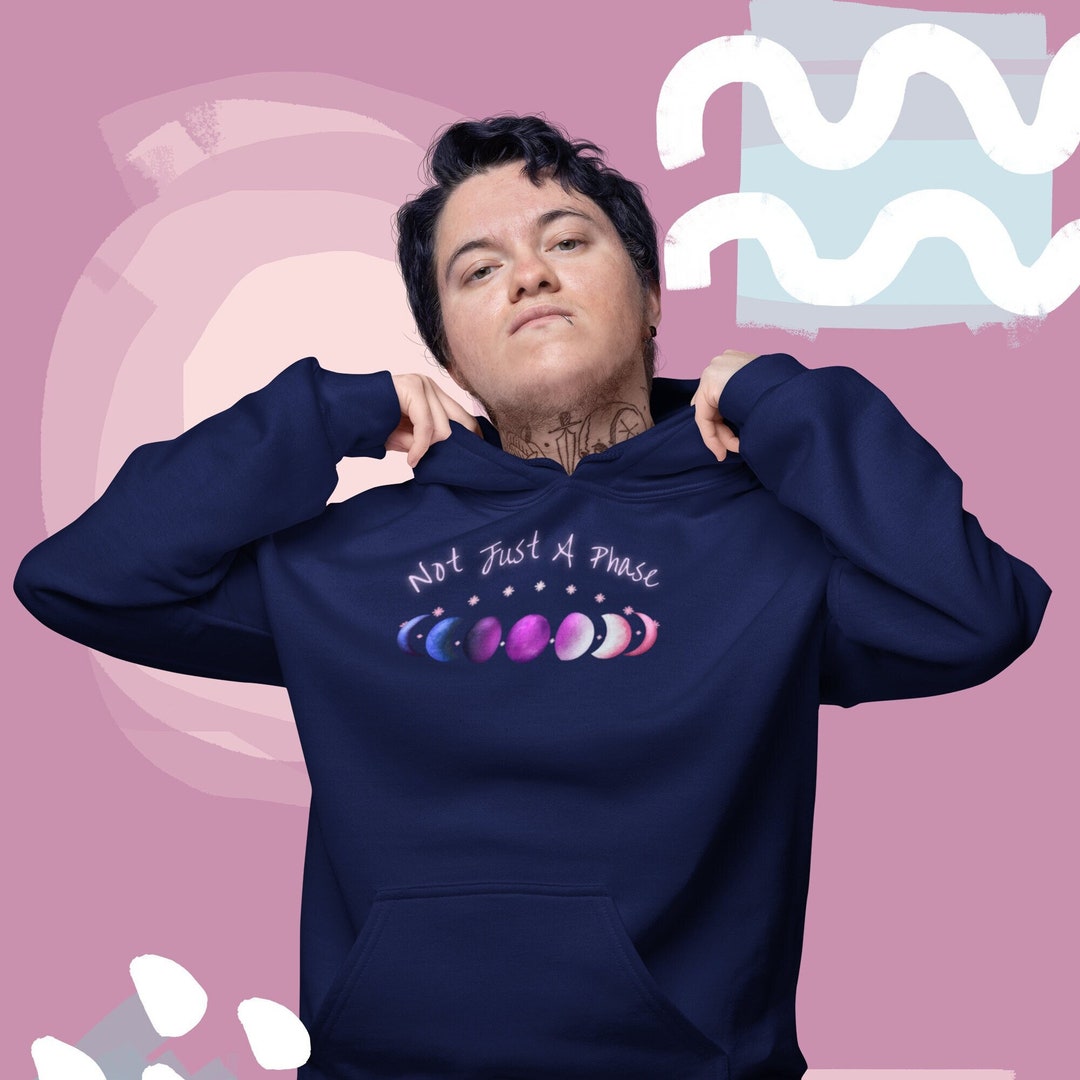 Not Just a Phase Genderfluid Pride Moon Phases Hoodie With Text - Pride ...