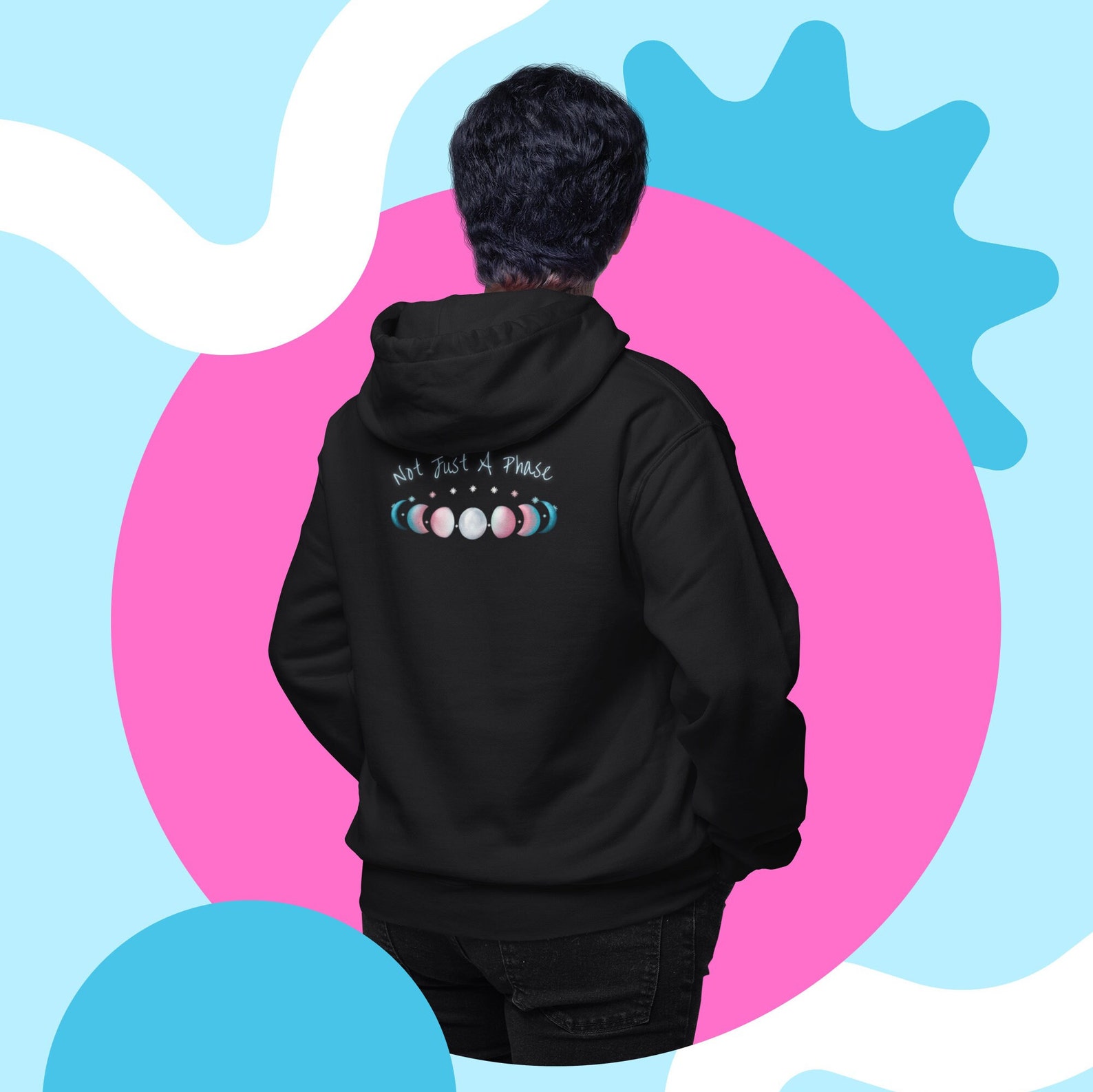 Not Just a Phase Transgender Pride Moon Phases Hoodie With Text - Pride ...