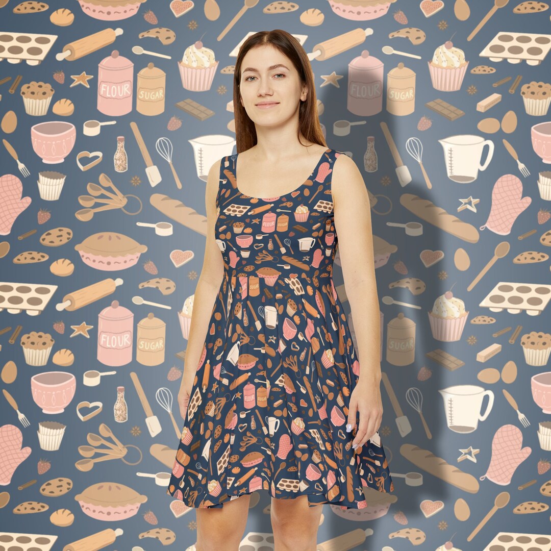 Bakery Skater Dress, Gift for Baker, Colorful Sweets and Food Pattern ...