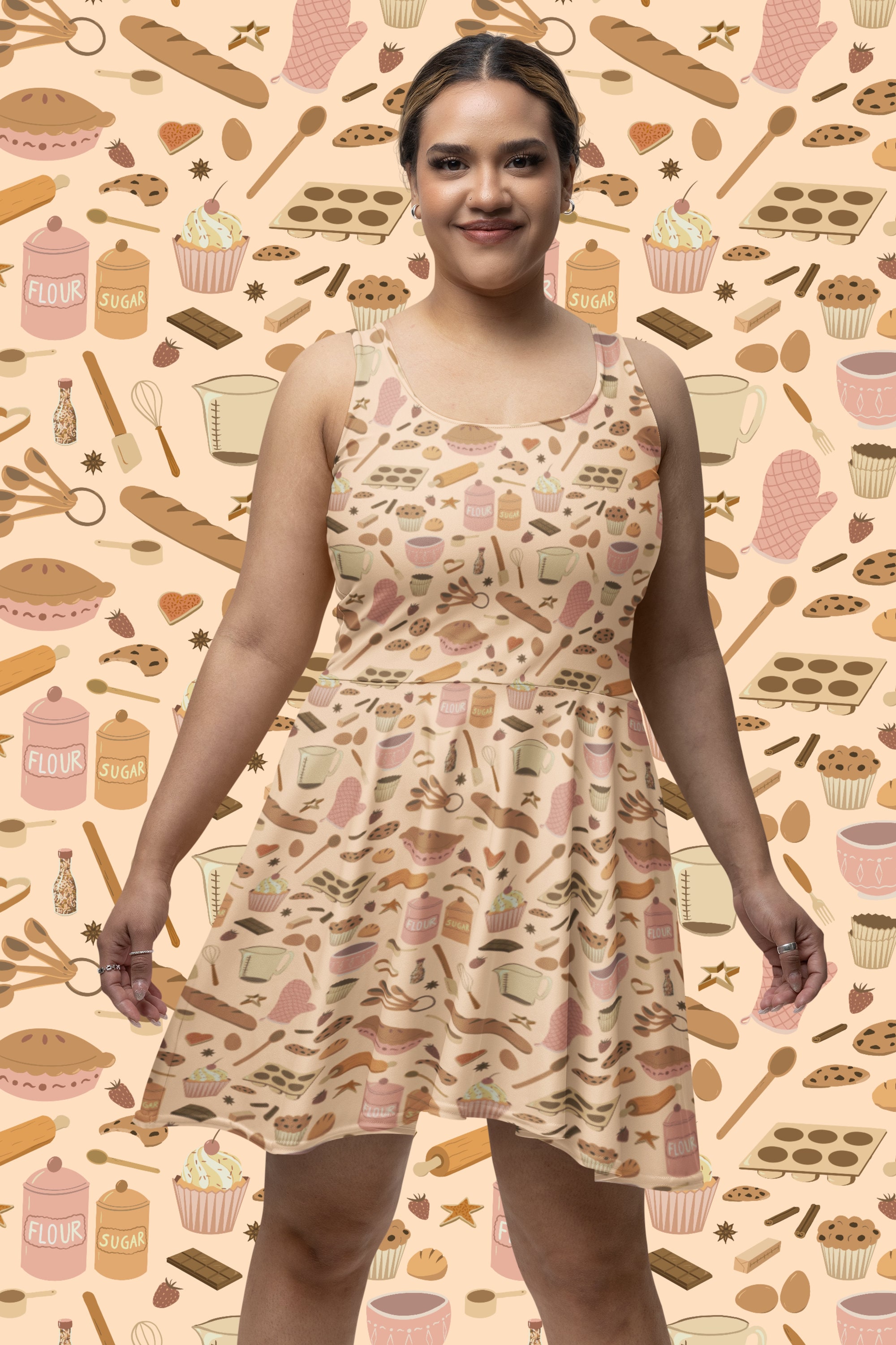 Bakery Skater Dress, Gift for Baker, Colorful Sweets and Food Pattern ...