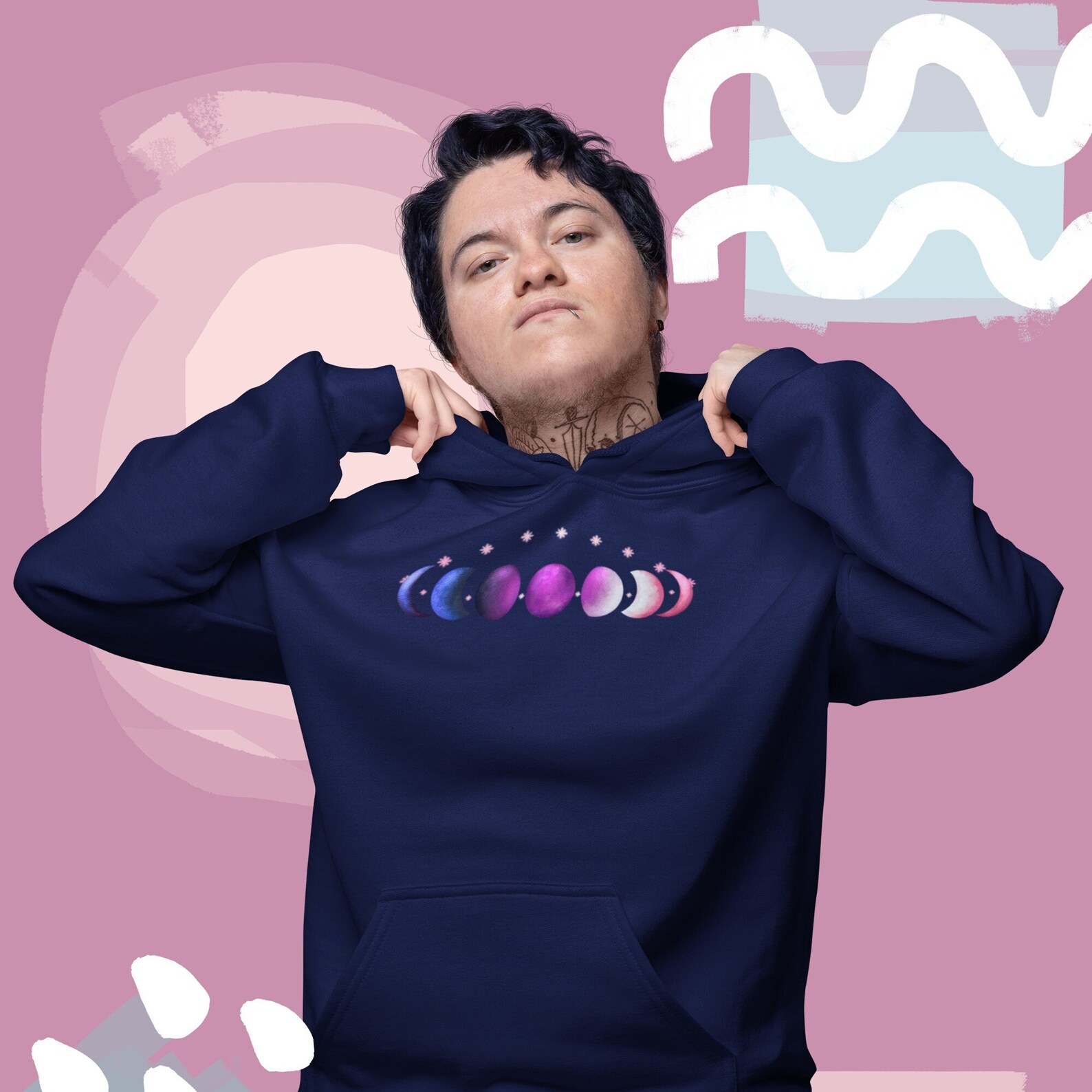 Not Just a Phase Genderfluid Pride Moon Phases Hoodie - Pride Flag ...