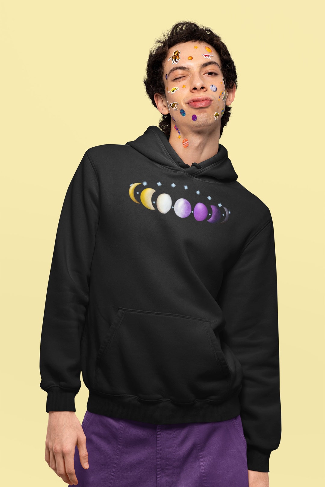 Not Just a Phase Nonbinary Pride Moon Phases Hoodie Pride Flag LGBTQ ...