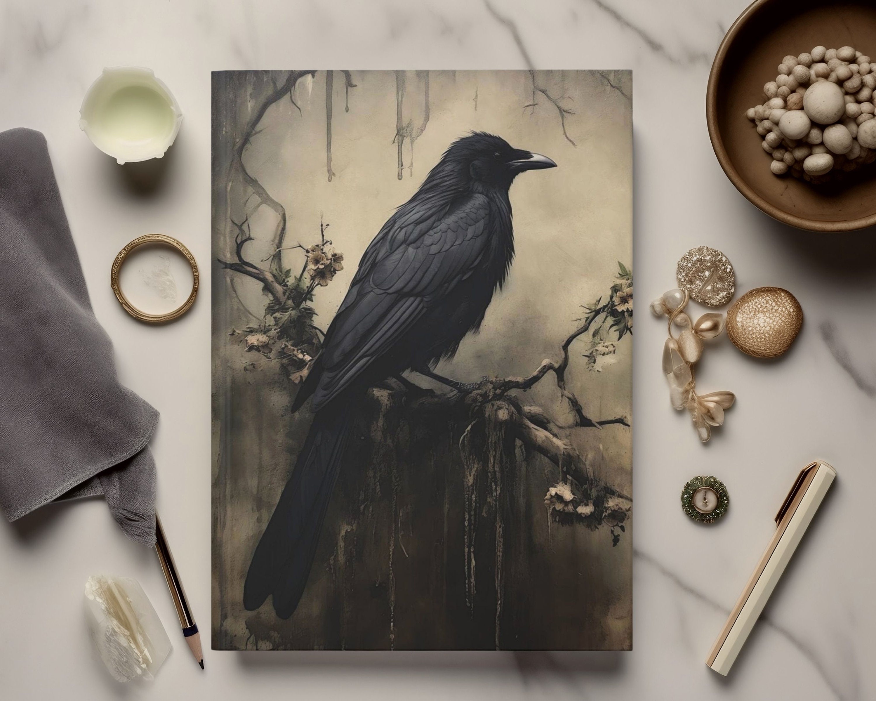 Gothic Raven Notebook Dark Academia Aesthetic Journal, Hardcover Matte ...