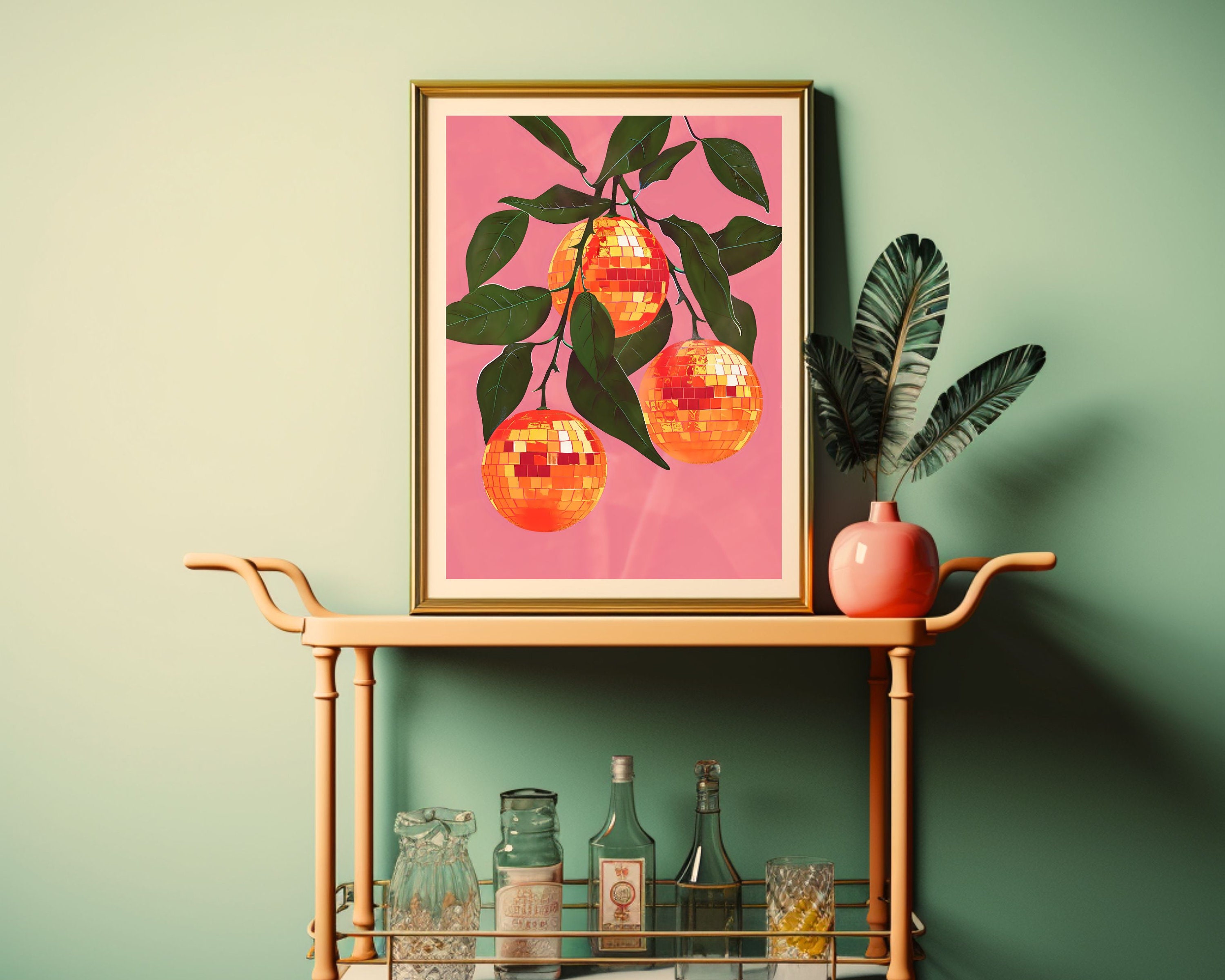 Disco Ball Oranges | Funky Wall Art, Dopamine Decor, Orange Pink Preppy ...