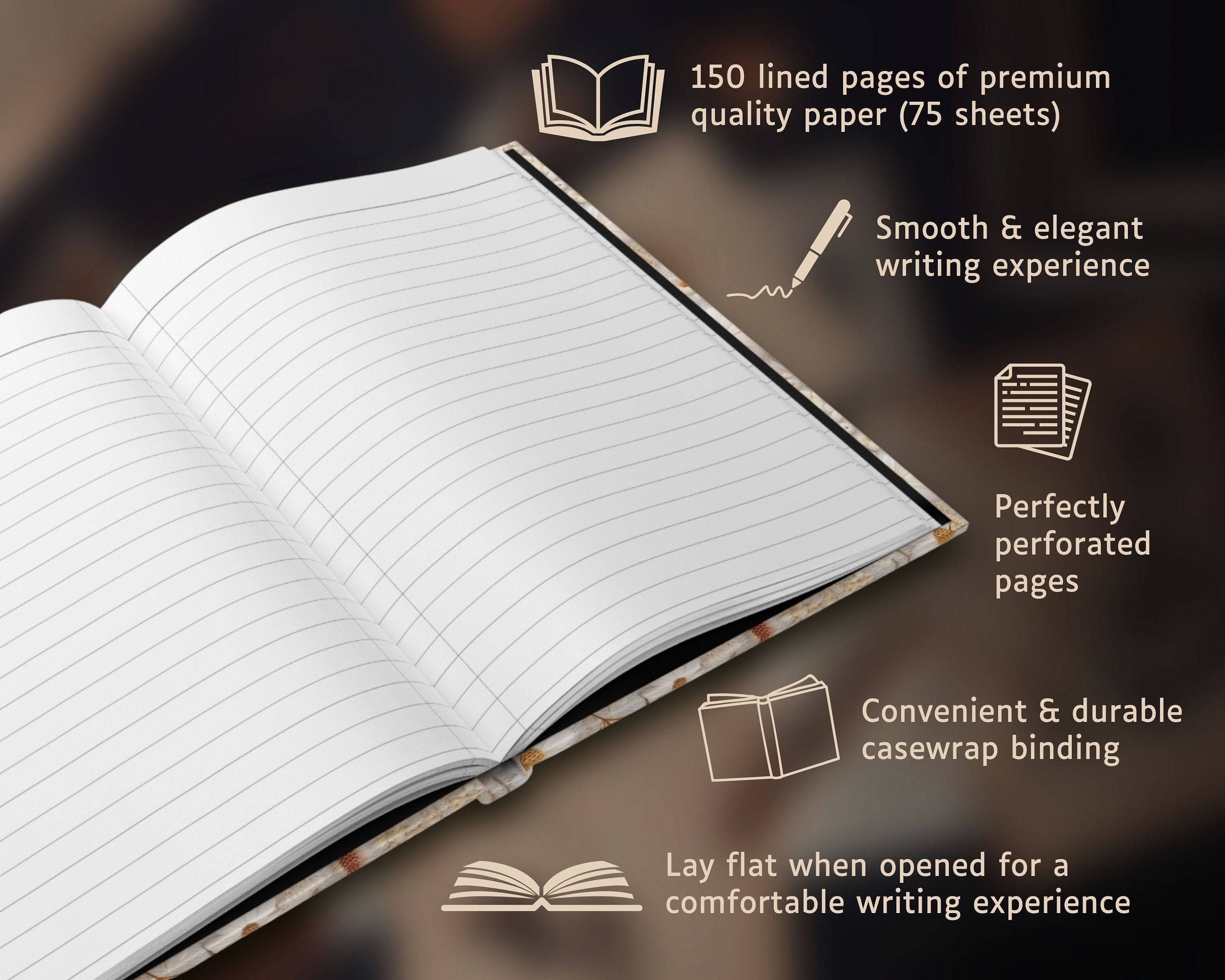 Daisy Wildflower Journal | Cottagecore Boho Daisies Beige Flowers ...