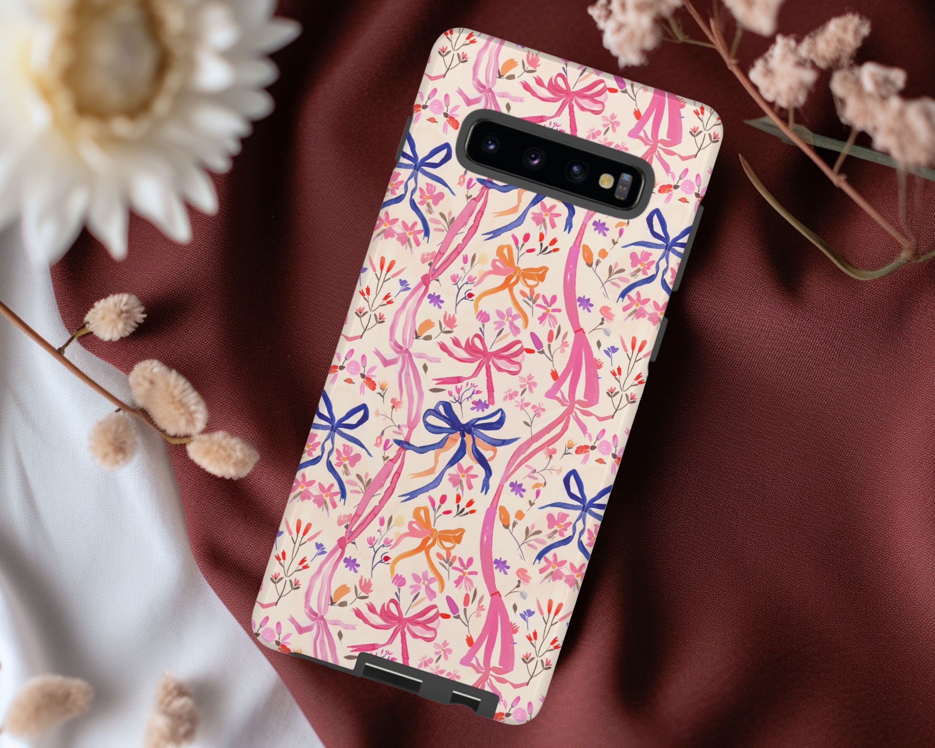 Whirly Bows Phone Case Pink Preppy Phonecase, Cute Floral Trendy ...