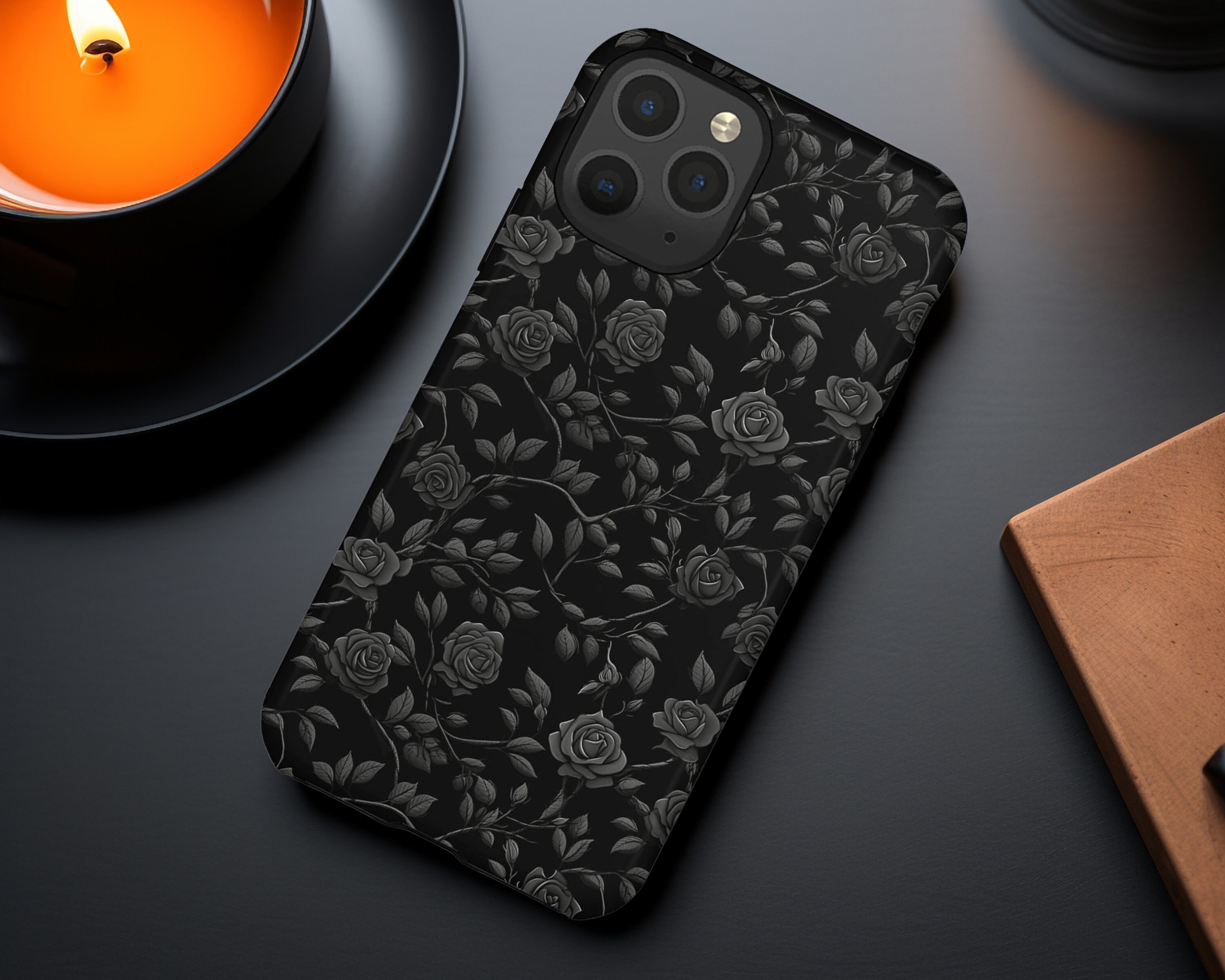 Rose Black Phone Case Dark Aesthetic Flowers Phone Cover, Floral ...