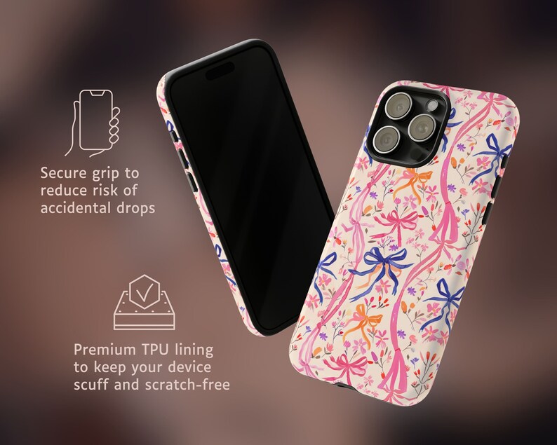 Whirly Bows Phone Case Pink Preppy Phonecase, Cute Floral Trendy ...