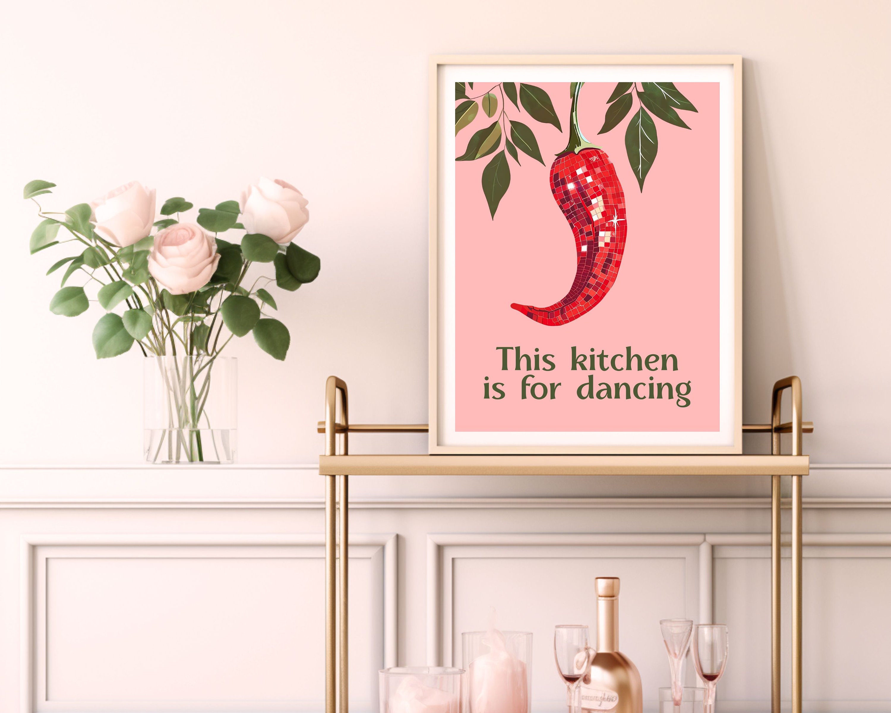 Chilli Disco Ball | Trendy Kitchen Decor, Retro Food Wall Art, Kitchen ...