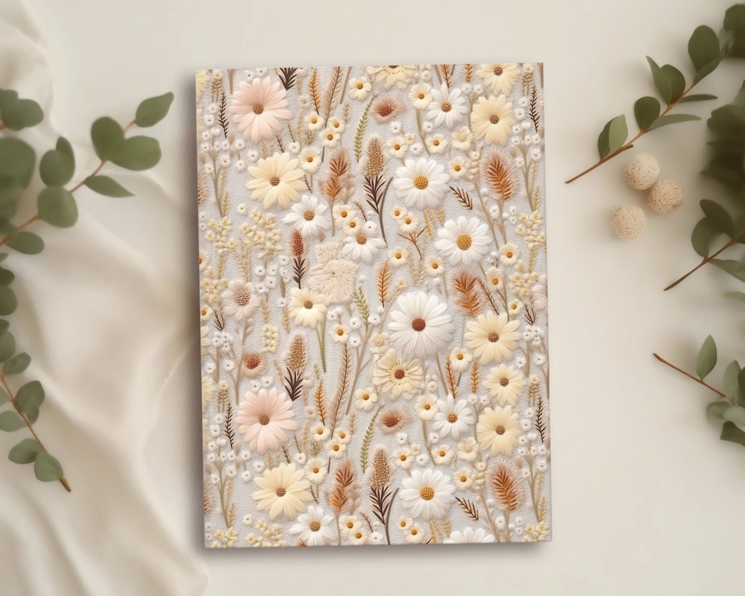 Daisy Wildflower Journal | Cottagecore Boho Daisies Beige Flowers ...