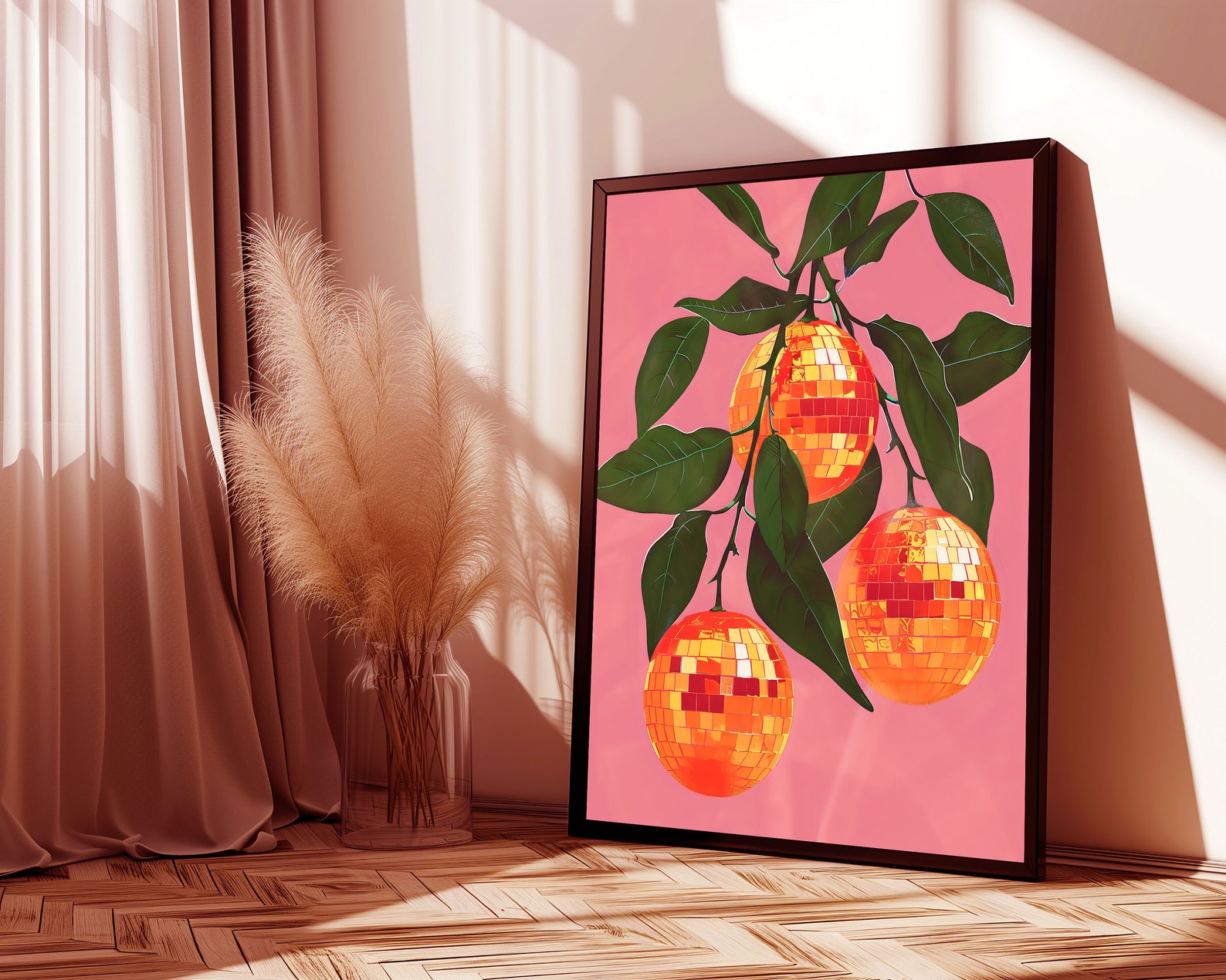 Disco Ball Oranges | Funky Wall Art, Dopamine Decor, Orange Pink Preppy ...