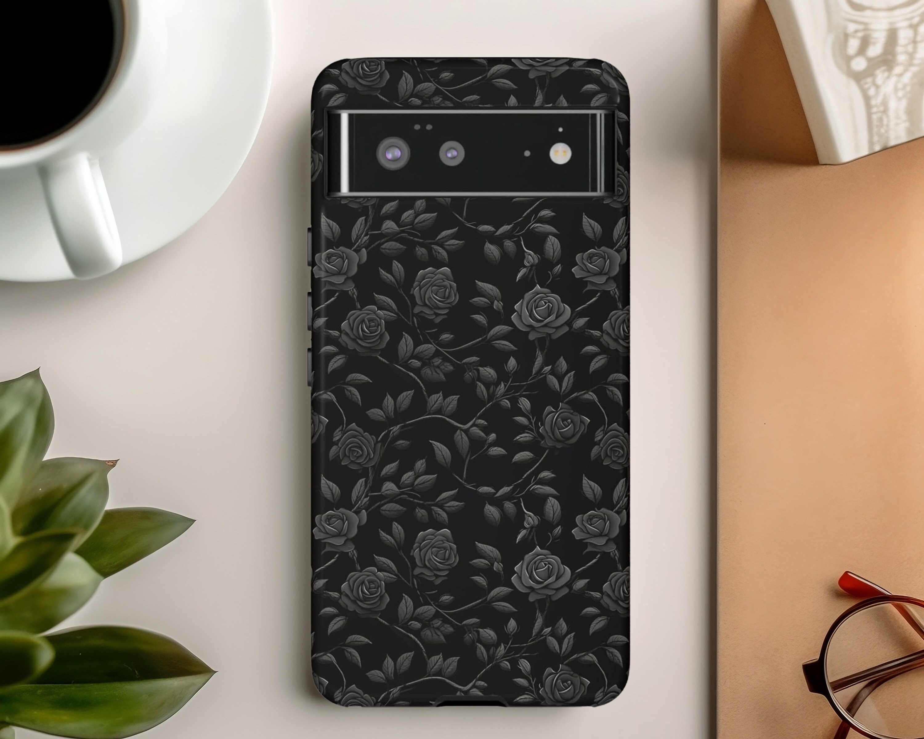 Rose Black Phone Case | Dark Aesthetic Flowers Phone Cover, Floral ...