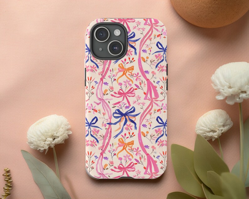 Whirly Bows Phone Case Pink Preppy Phonecase, Cute Floral Trendy ...