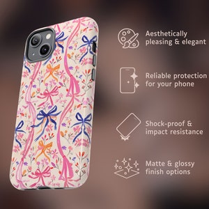 Whirly Bows Phone Case Pink Preppy Phonecase, Cute Floral Trendy ...
