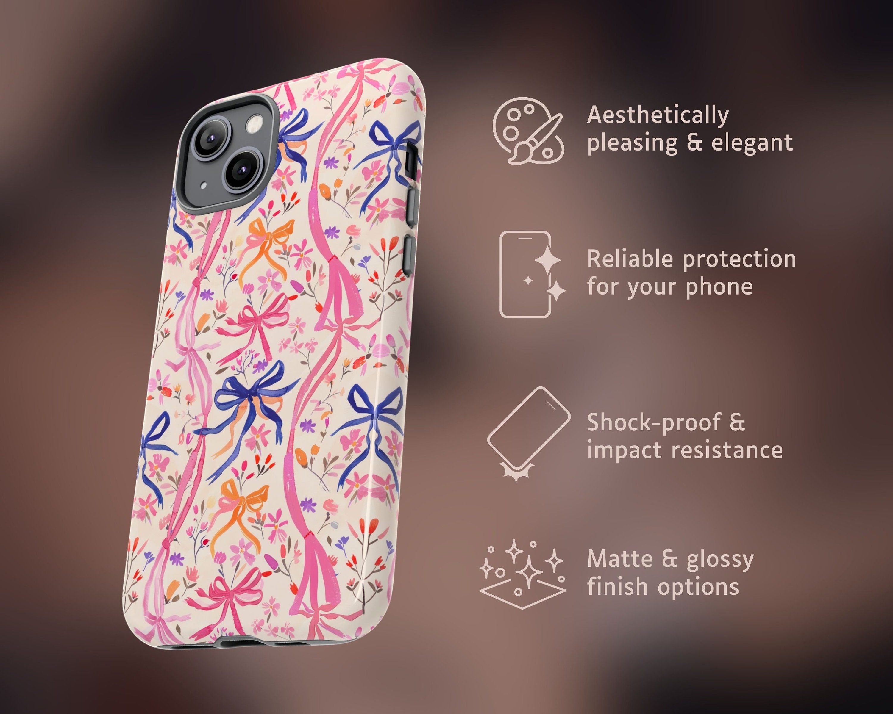 Whirly Bows Phone Case Pink Preppy Phonecase, Cute Floral Trendy ...