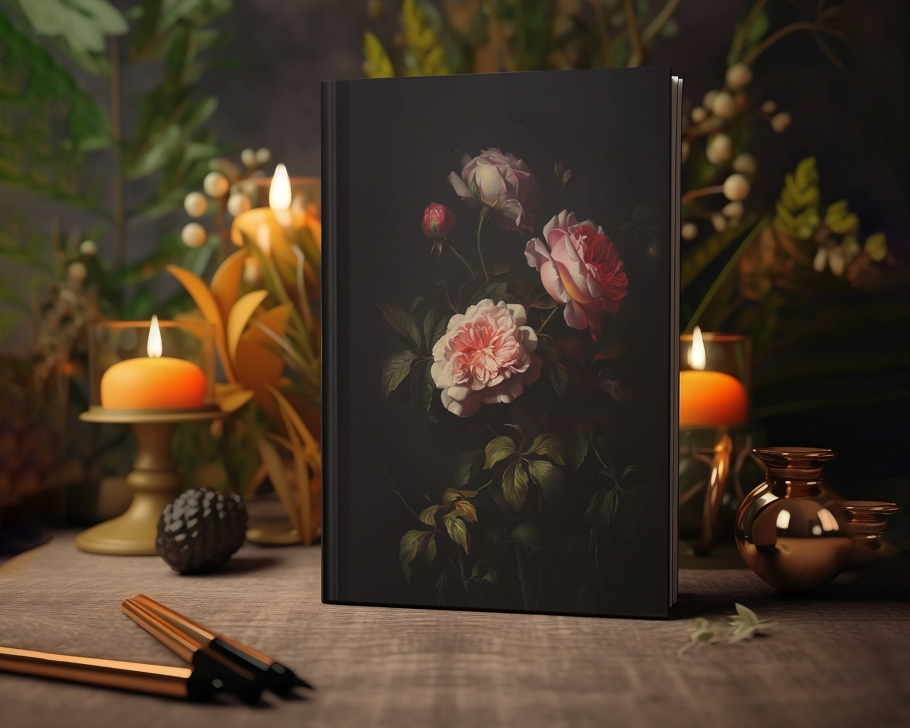 Dark Academia Rose Notebook Dark Aesthetic Floral Cottagecore Journal ...