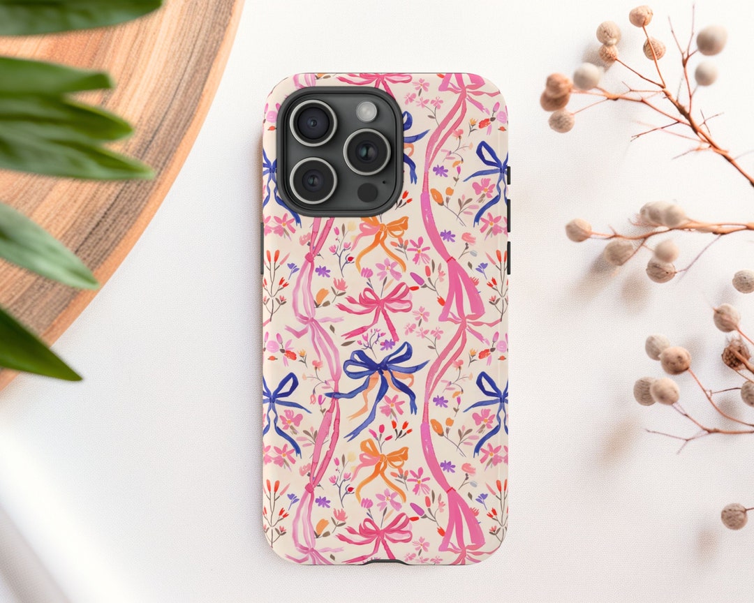 Whirly Bows Phone Case Pink Preppy Phonecase, Cute Floral Trendy ...