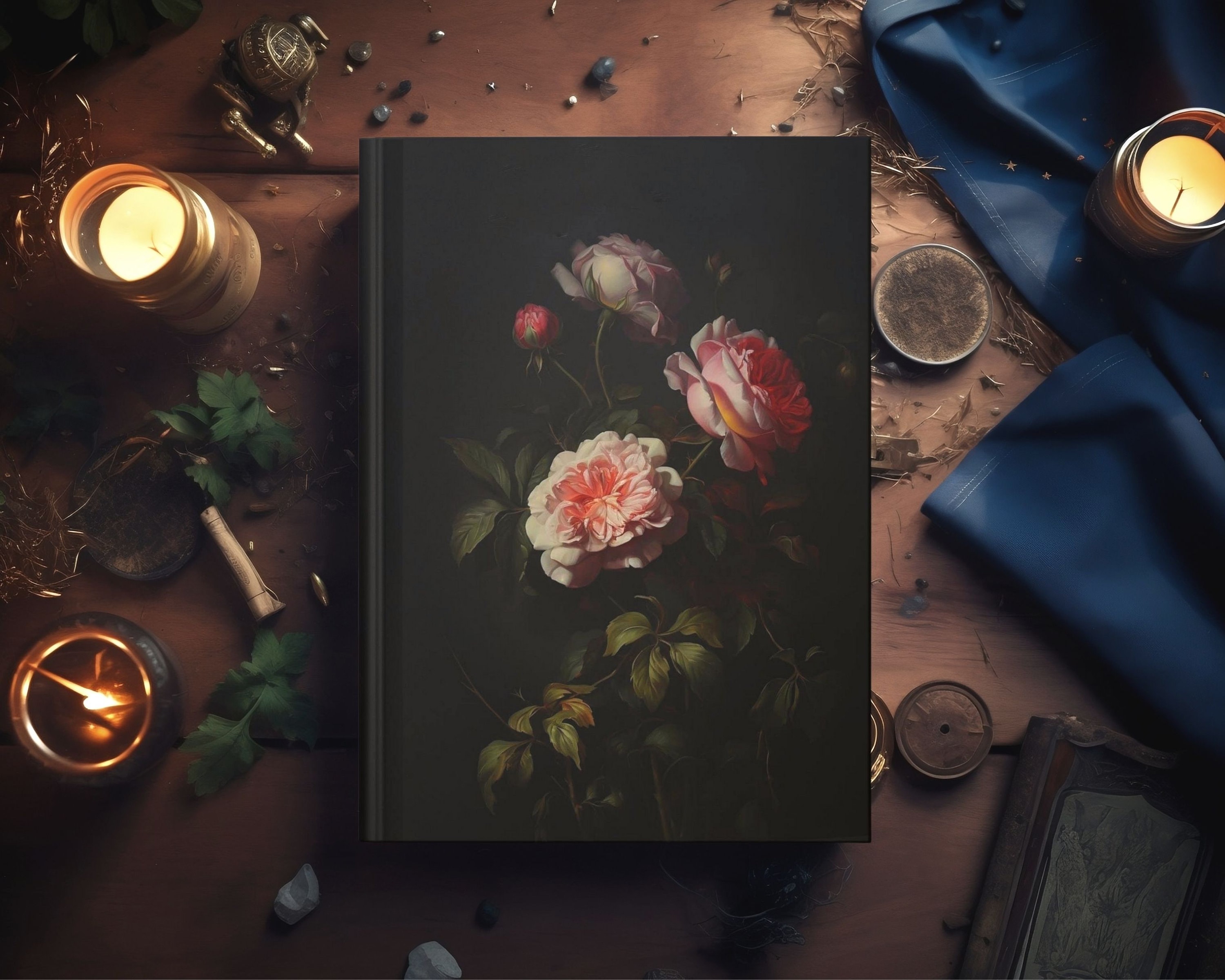 Dark Academia Rose Notebook Dark Aesthetic Floral Cottagecore Journal ...