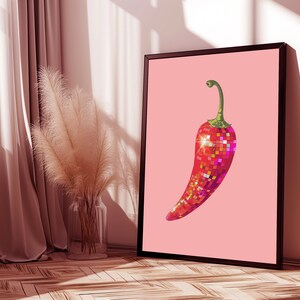 Chilli Disco Ball | Trendy Kitchen Decor, Retro Food Wall Art, Chili ...