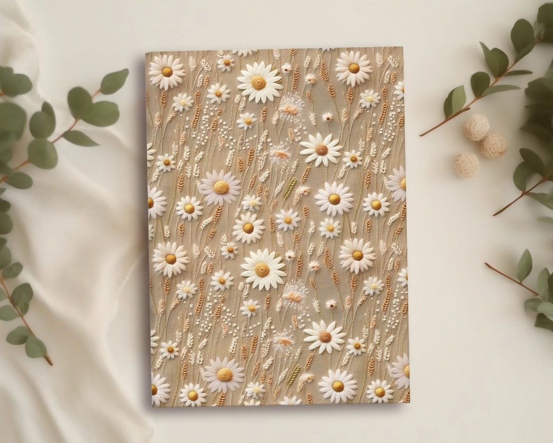 Daisy Meadow Wildflower Journal | Boho Cottagecore Daisies Flowers ...