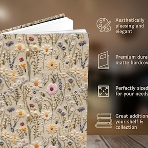 Whimsical Wildflower Journal | Beige Boho Cottagecore Flowers Pretty ...