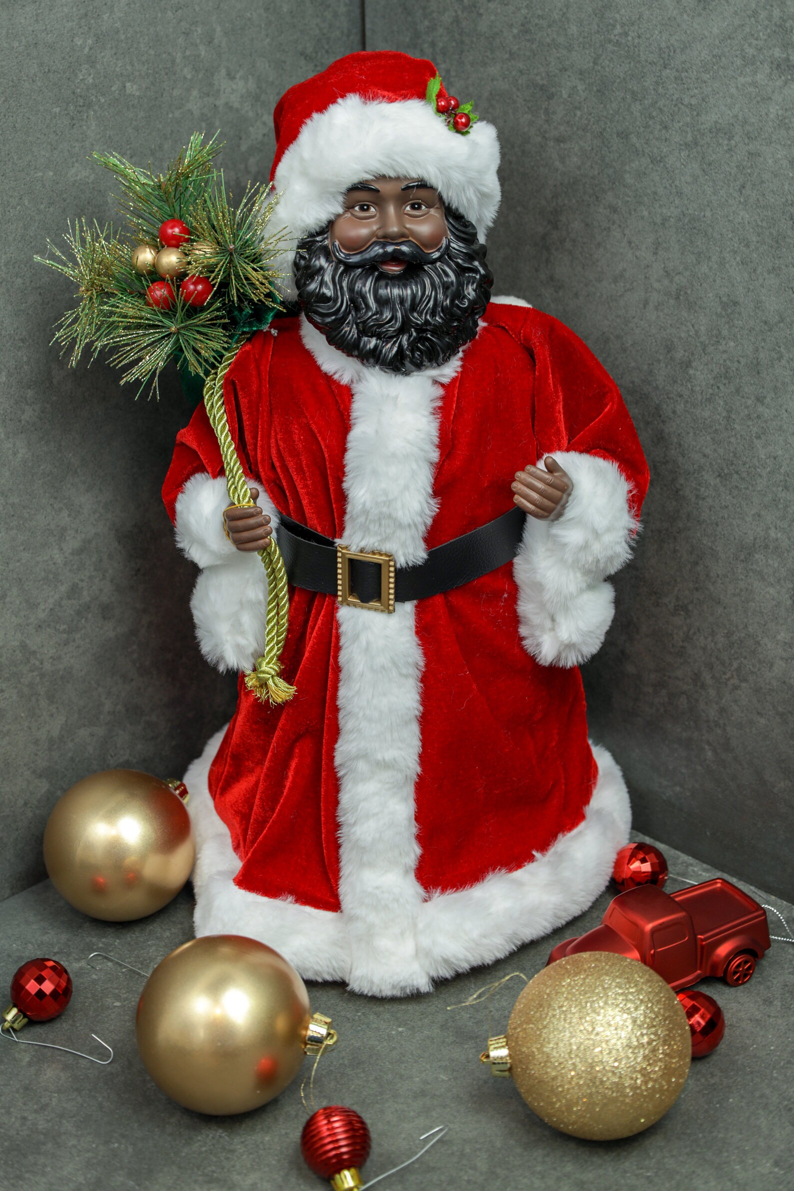 Black Santa Tree Topper - Etsy