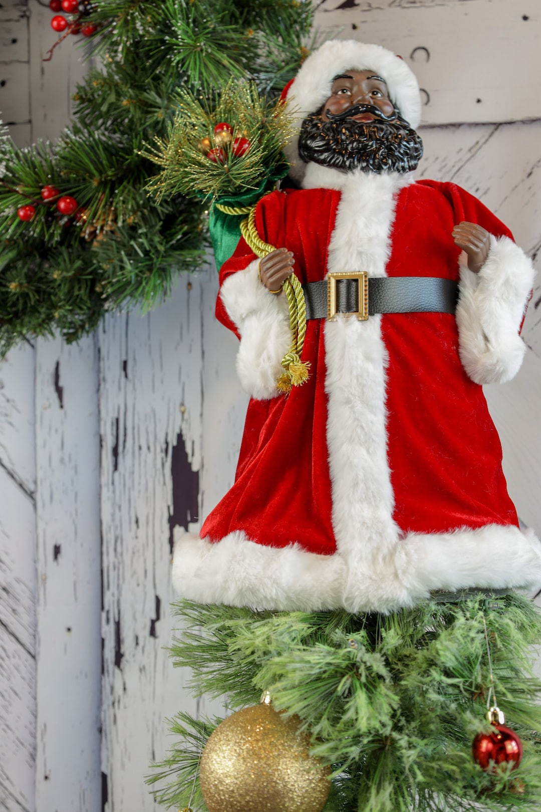 Black Santa Tree Topper - Etsy