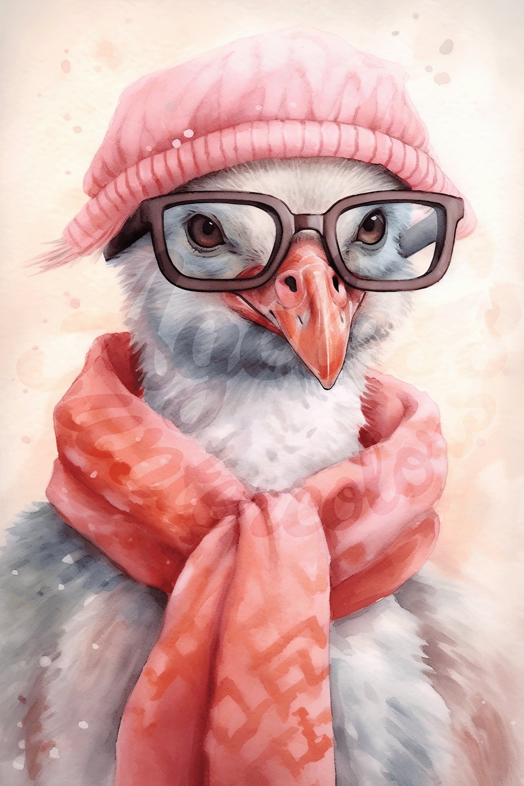 Stylish Bird Portrait Printable Watercolor Art for Home Decor, Bird ...