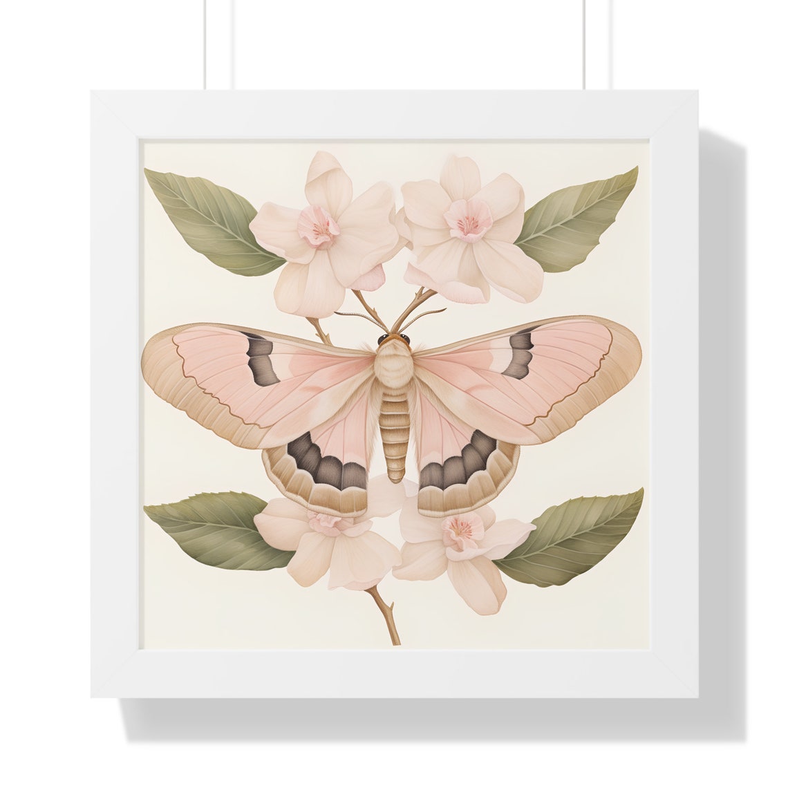 Printable Moth and Flowers Watercolor Beautiful Wall Decor Art - Etsy