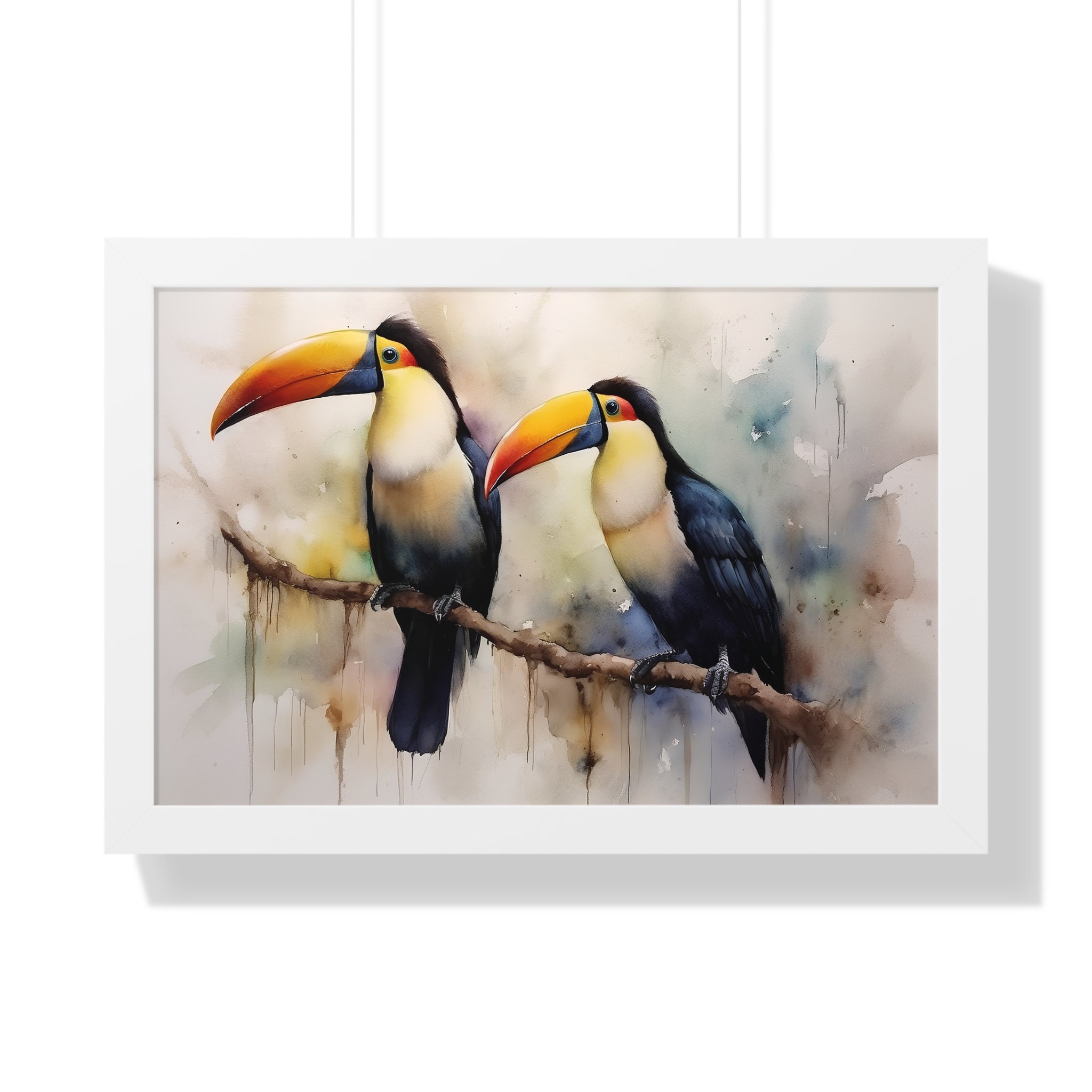 Printable Toucans Art, Watercolor Wall Decor, Warm Shades, Modern Home ...