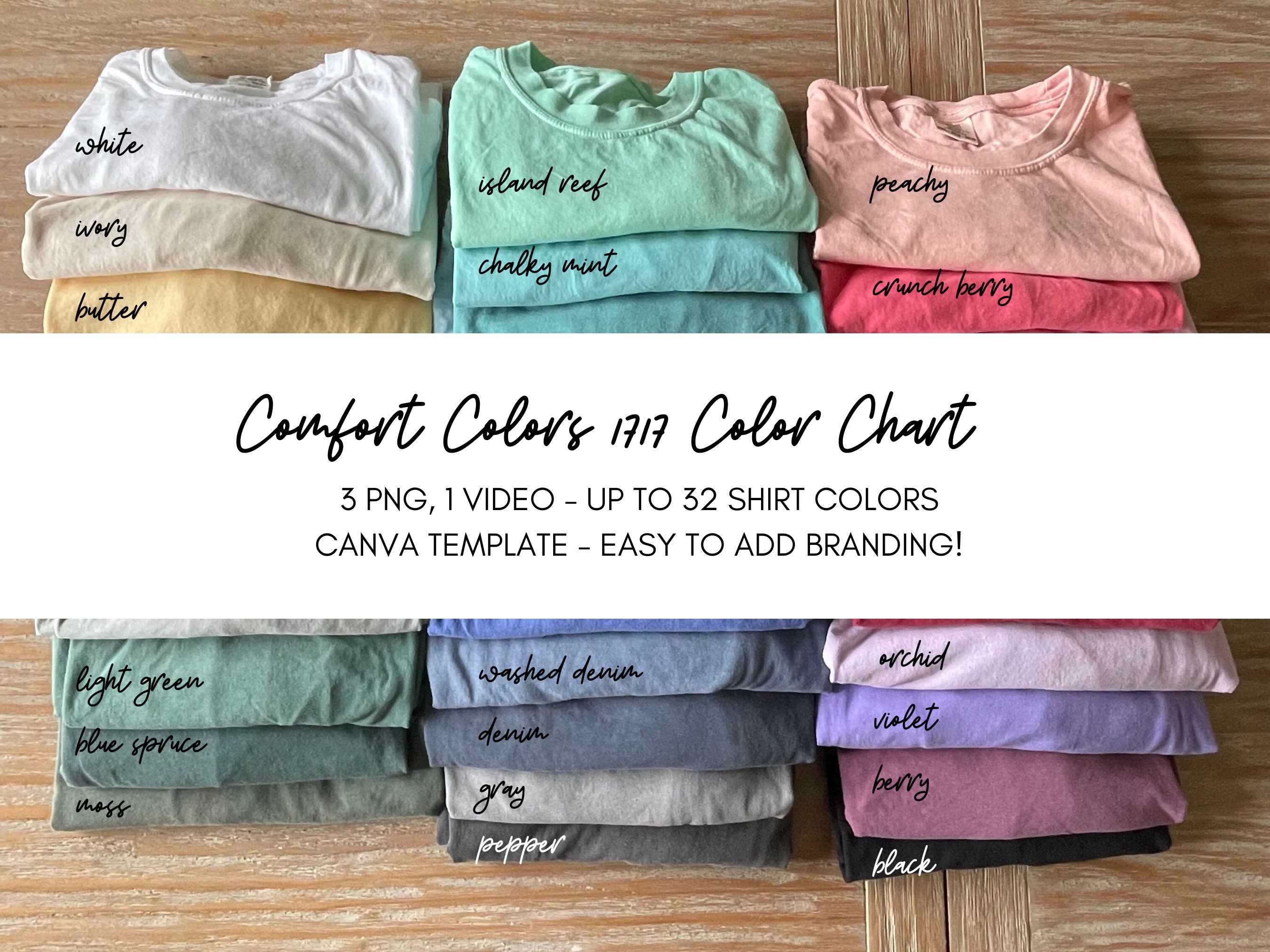 Ultimate Comfort Colors T-shirt Color Chart and Video for Stunning ...
