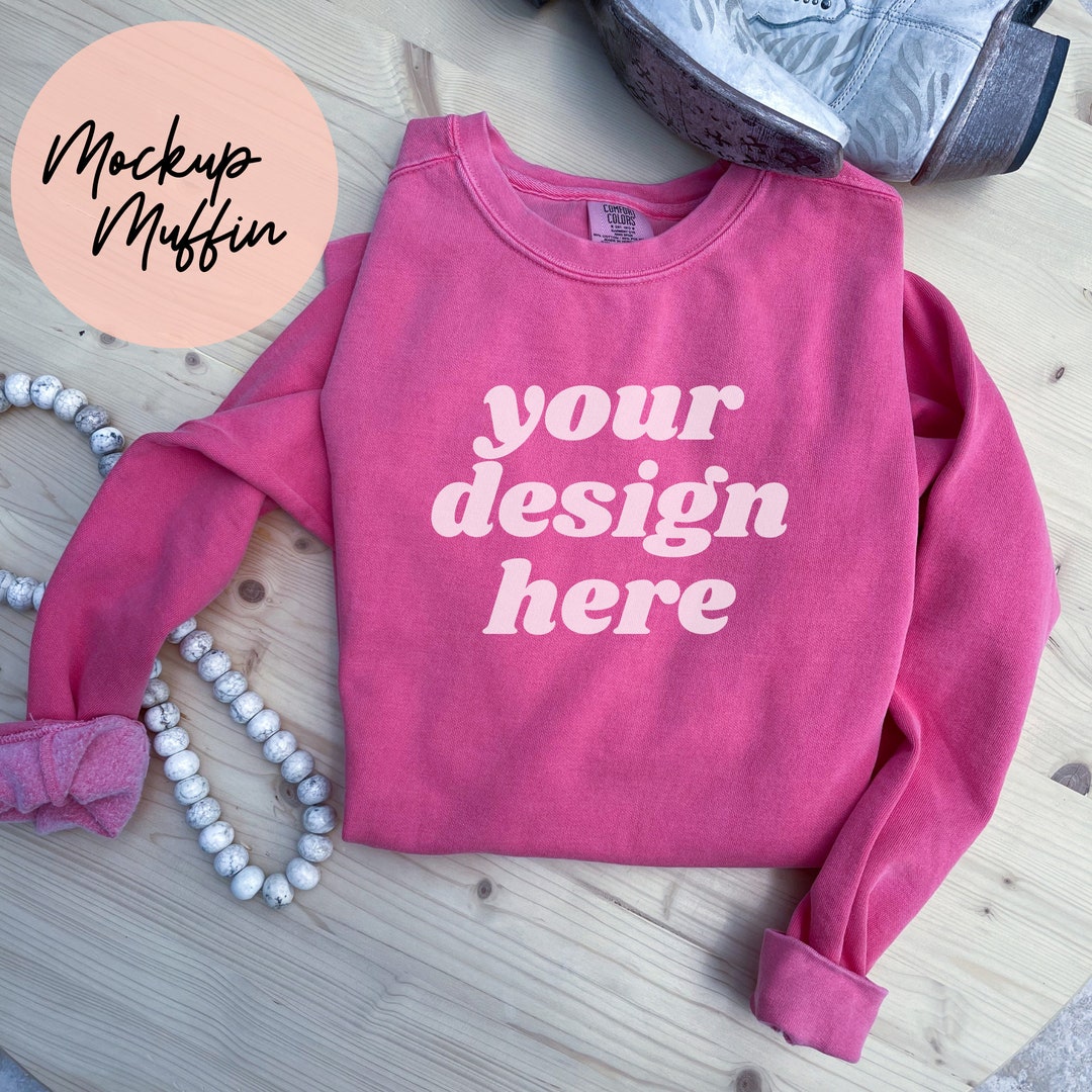 Watermelon Comfort Colors 1566 Crewneck Mockup Flat Lay Mockup Small ...