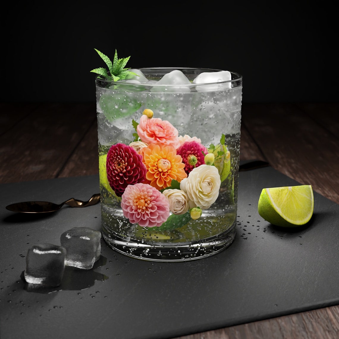 Dahlia 10 Oz Bar Glass, Mocktail Glasses, Happy Hour Drinkware, Garden ...