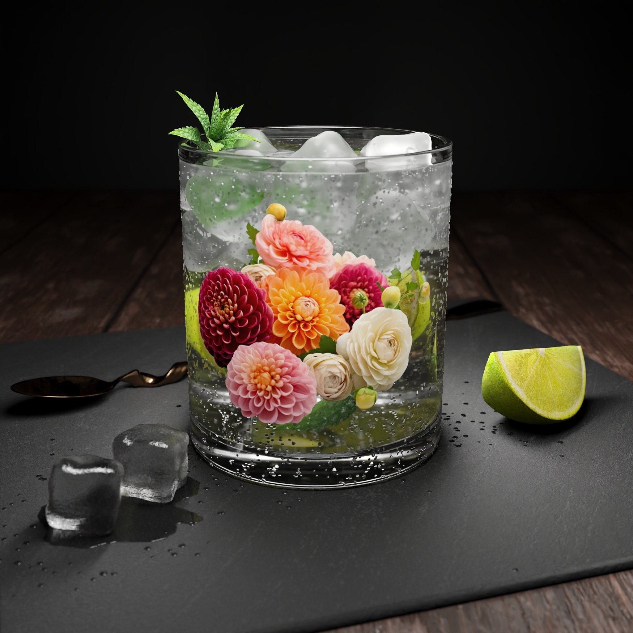 Dahlia 10 Oz Bar Glass, Mocktail Glasses, Happy Hour Drinkware, Garden ...