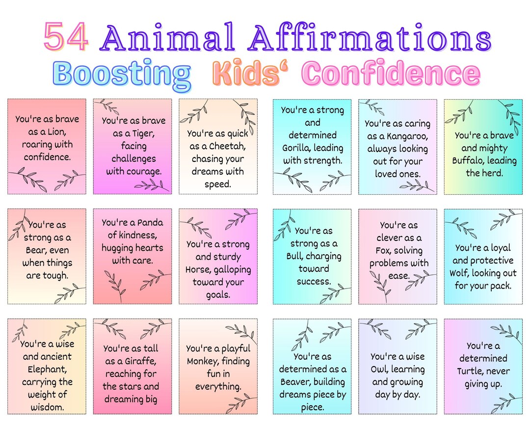 54 Animal Affirmation Cards for Kids Positivity Cards Lunch - Etsy UK