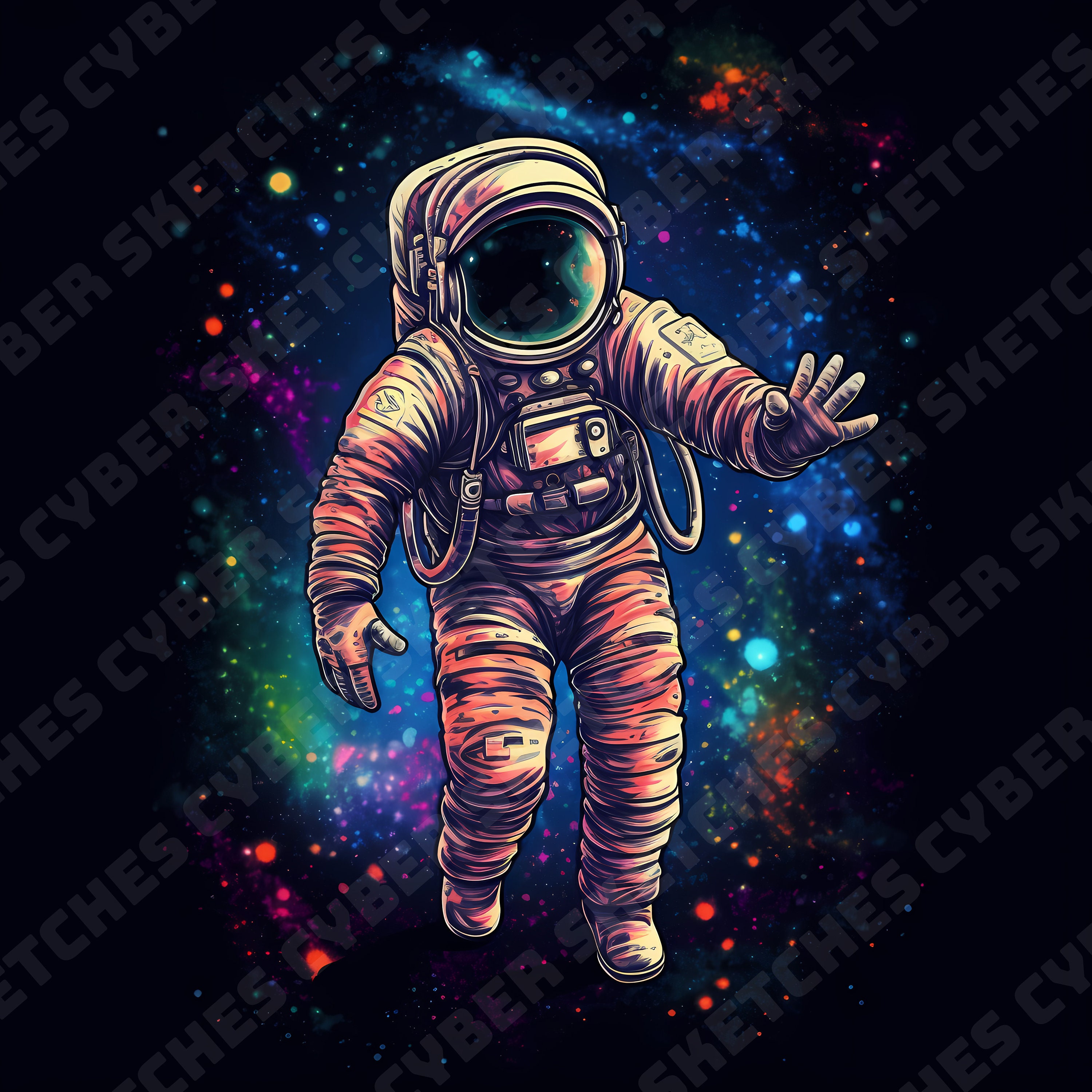 Floating Colorful Astronaut, Digital Art, AI Art, Space - Etsy