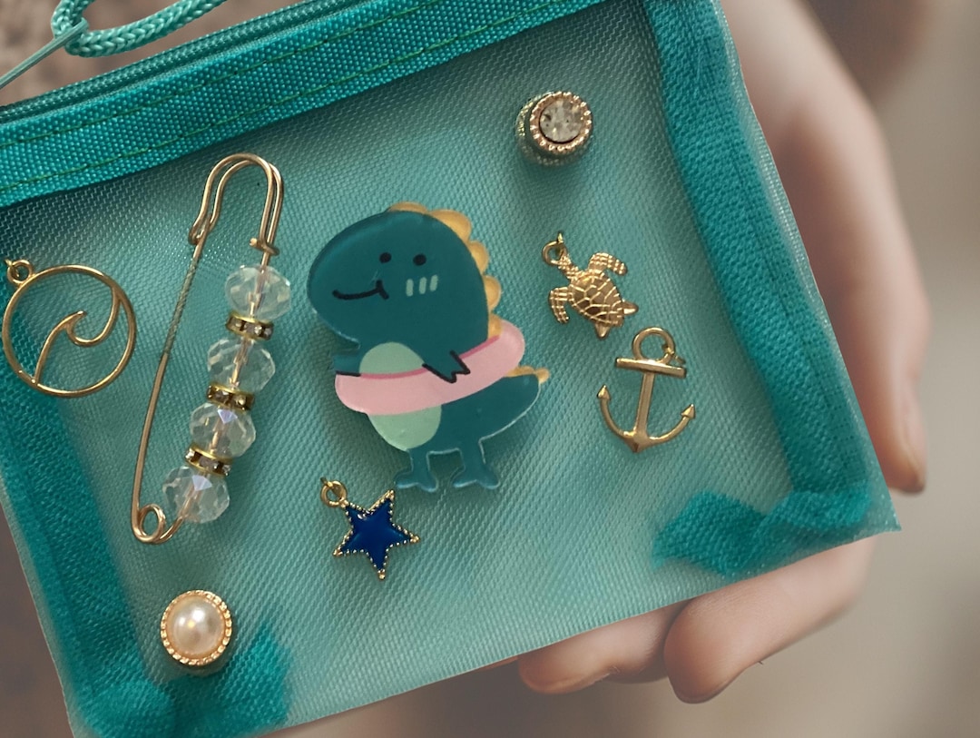 Teal Kawaii Junk Mesh Pouch - Adorable Storage for Your Cute Essentials ...