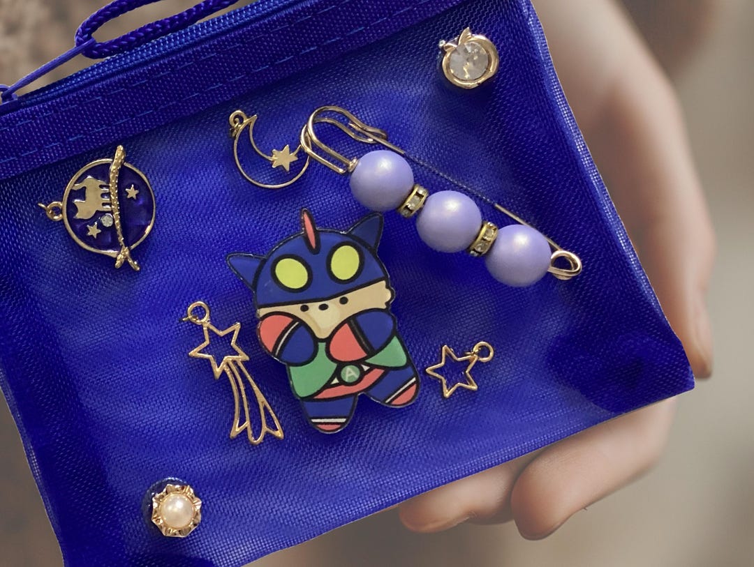 Blue Kawaii Junk Mesh Pouch - Adorable Storage for Your Cute Essentials ...